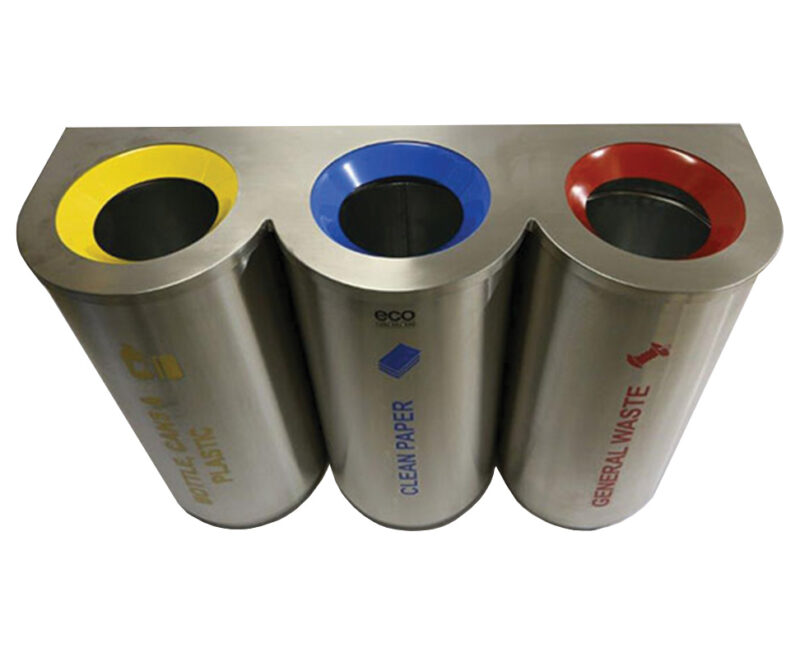 Colour Coded Recyclers | Three Stainless Steel Bins 147L | Eco Elegance